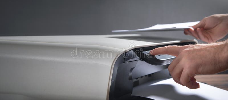 Man Copying and Scanning Documents in Office Stock Image - Image of ...