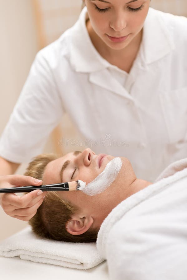 Man Cosmetics - Facial Mask in Salon Stock Photo - Image of facial ...