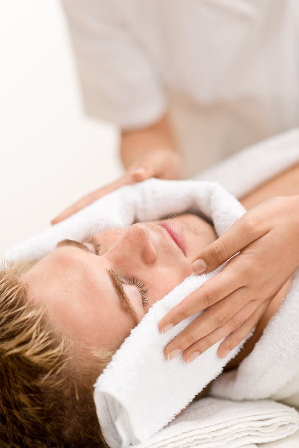 Front View of Man Lying Down for Spa Treatment Stock Image - Image of ...