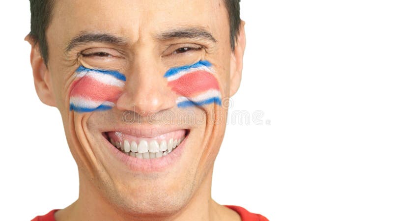 Man with a Costa Rican Flag Painted on the Face Smiling Stock Image ...