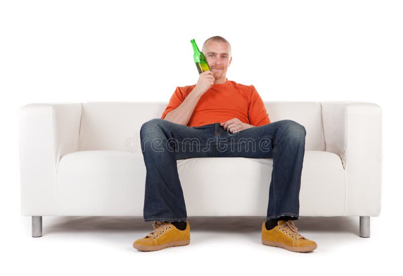 Man on couch stock photo. Image of perfect, crew, person - 19398576