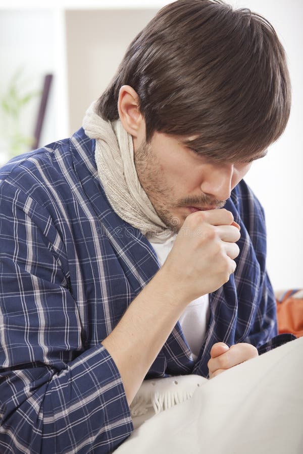 Man coughing stock photo. Image of pajama, coughing, illness - 17058790