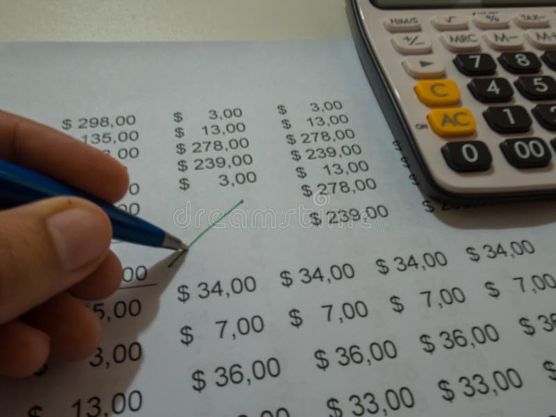 Man-counter Hand, Working on a Document with Numbers Stock Photo ...