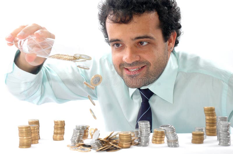 Man counting coins. stock photo. Image of earn, count - 1697514