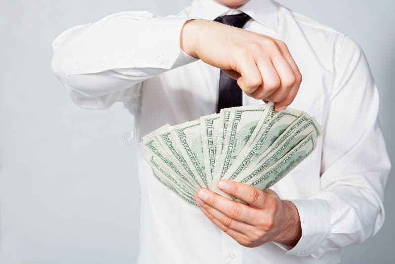 Man Counting Dollars in Hands Stock Image - Image of capital, greenback ...