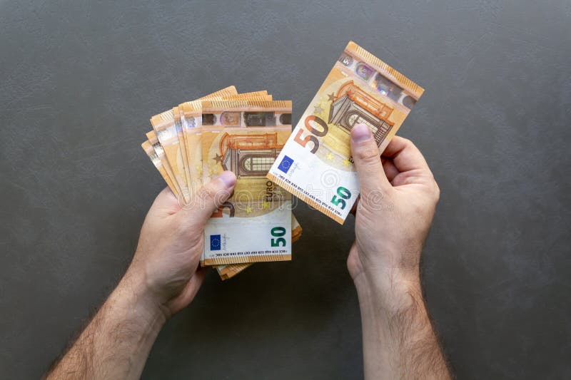 Man Counting Euro Banknotes. Stock Photo - Image of stack, head: 344242868