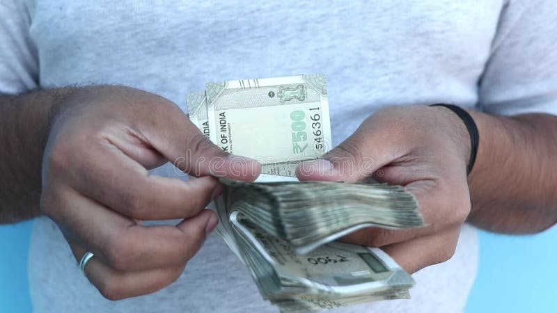 Man Counting 500 Indian Rupee Banknotes Stock Footage - Video of market ...