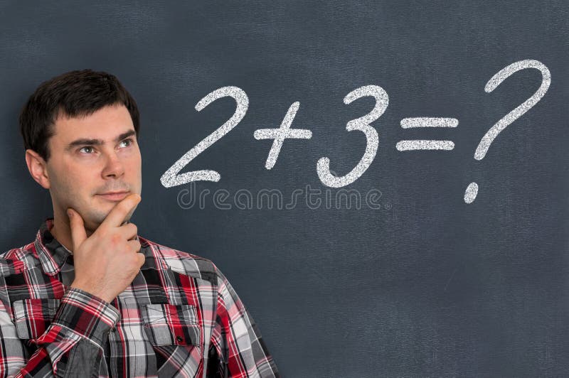 Man is Counting a Mathematical Task on Blackboard Stock Photo - Image ...