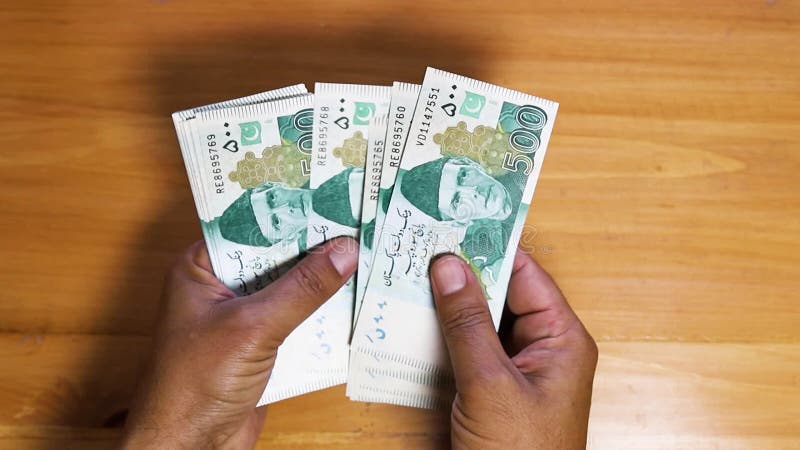 Man Counting Pakistan Five Hundred Rupees Notes Stock Footage - Video ...