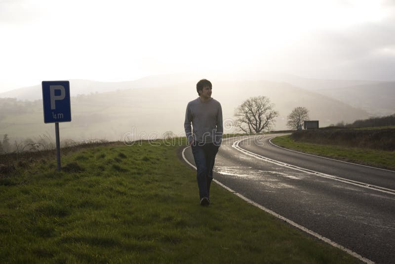 Man In Country Road Picture. Image: 83075415
