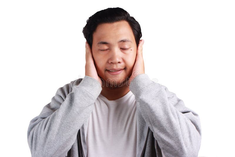 Man Covered his Ear stock image. Image of hear, face - 125158659
