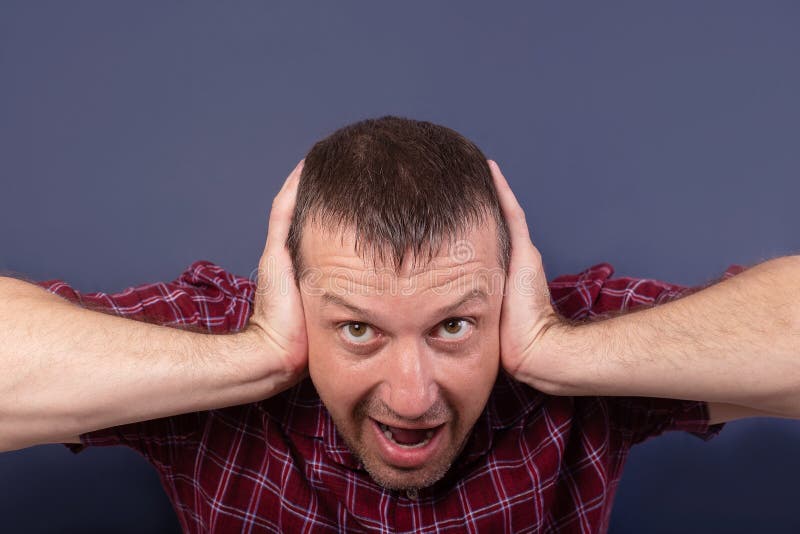Man Covered His Ears and Screams Stock Image - Image of adult, arguing ...