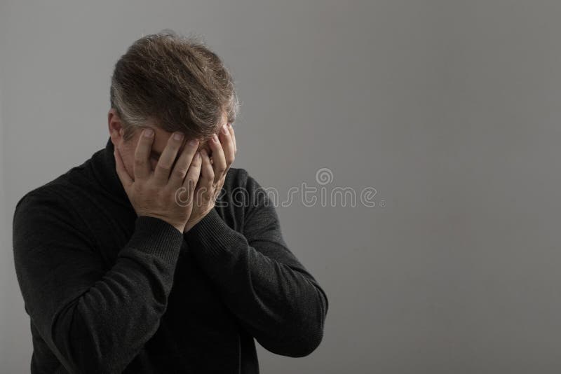 Man Covered His Face with His Hands Stock Photo - Image of home ...