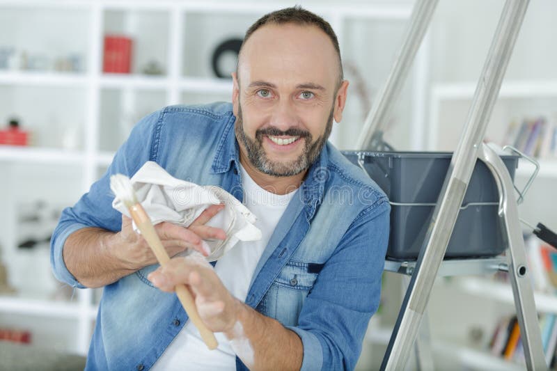 Man Covered in Paint while Doing Diy Stock Image - Image of concept ...
