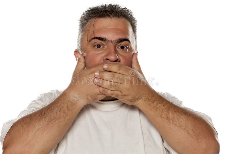 Man Hands Over His Mouth Speechless Stock Photos - Free & Royalty-Free ...
