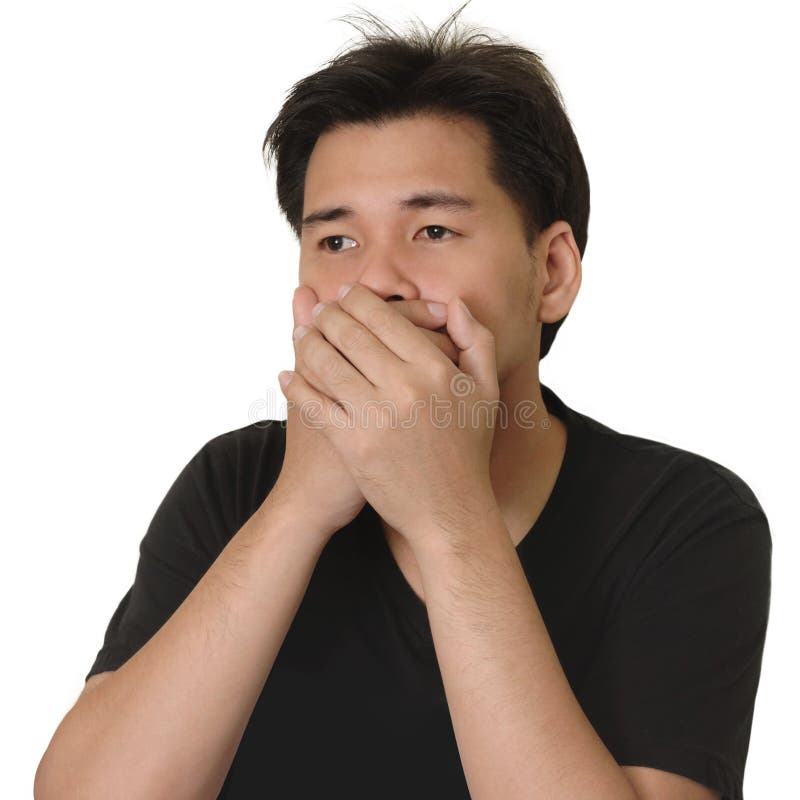 Man Covering Mouth stock image. Image of hand, cover - 59357191