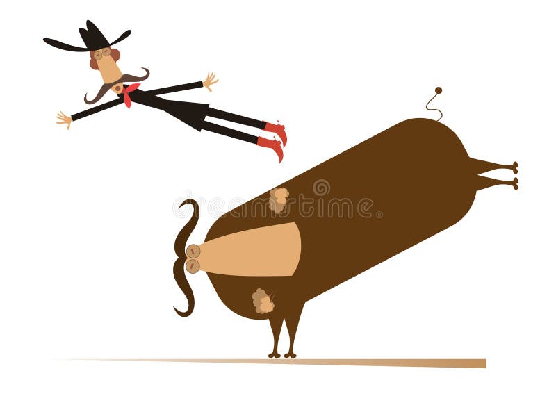 Man or Cowboy Falls from the Bull Illustration Stock Vector ...