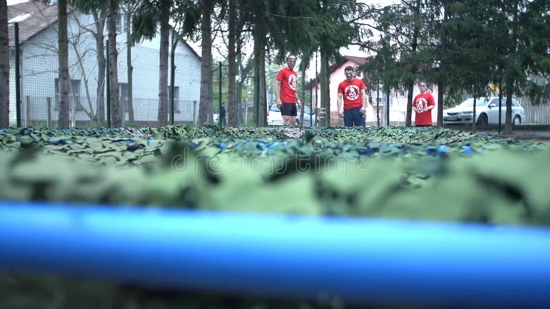 Man Crawling through Difficult Obstacle Course Stock Video - Video of ...