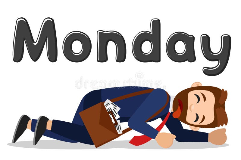 Man is Crawling Tired To Work on Monday. the Character Stock Photo ...