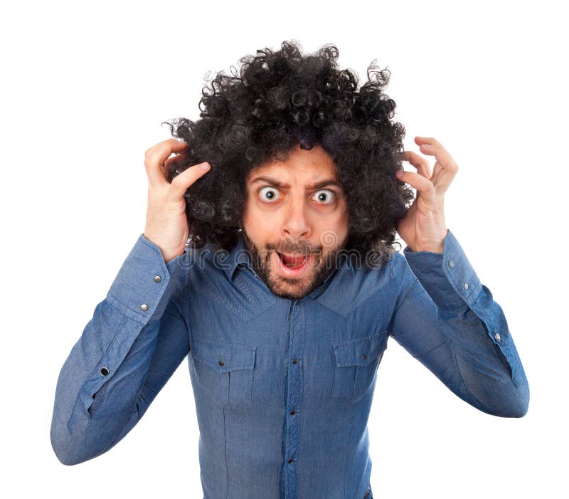 Man with Crazy Expression and Thumb Up Stock Image - Image of messy ...