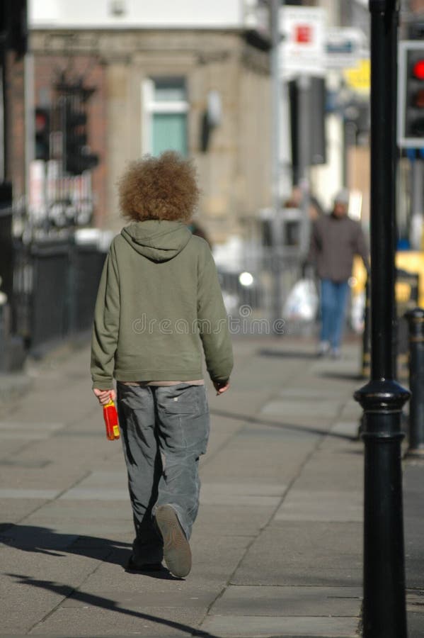 A Man with a Crazy Red Afro Stock Photo - Image of comb, street: 552502