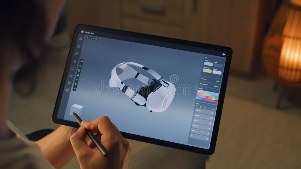 Man Creating 3D Prototype of VR Goggles Stock Photo - Image of digital ...