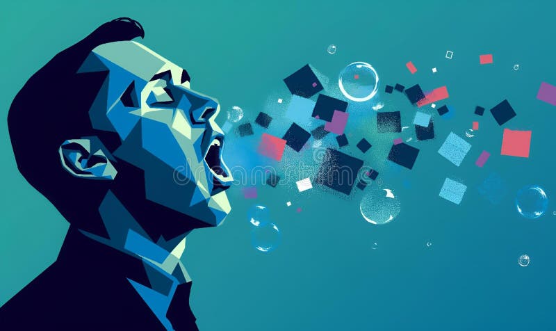 Man Creating Square Bubbles, with Squares Floating from His Mouth, AI ...