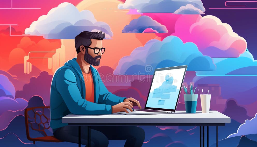 Man Creative and Creator, Web Developer Working, Self Employed or ...