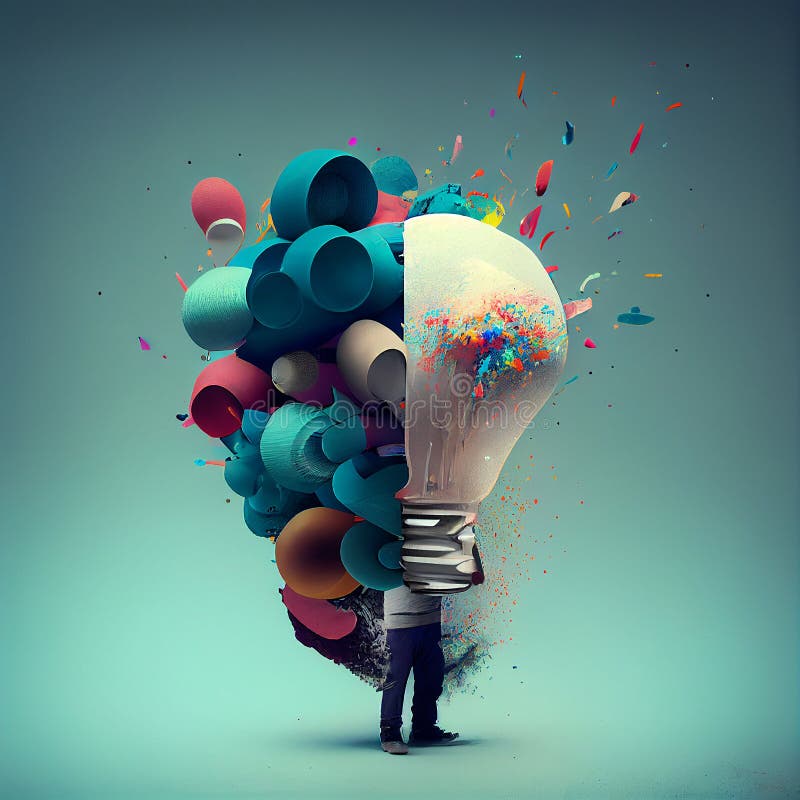 Colorful Creative Brain with Flowers on a Book, Education Concept ...