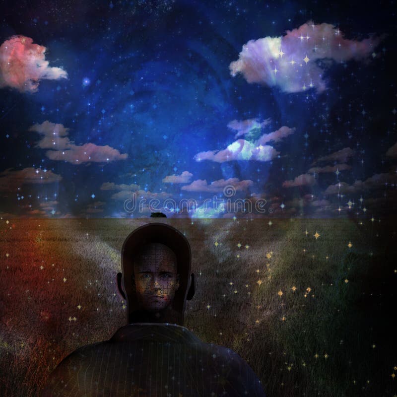 Man with Creative Mind stock illustration. Illustration of face - 223987498