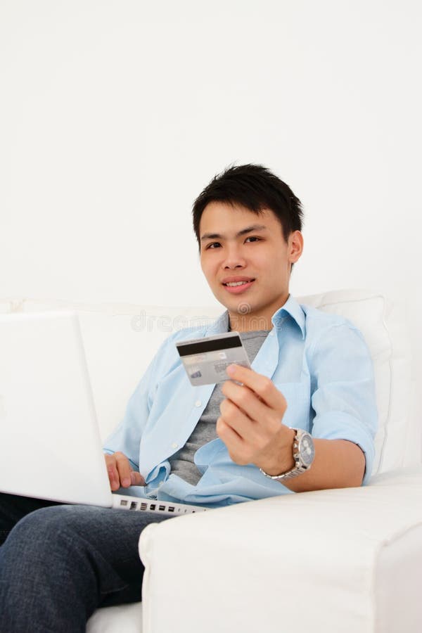 Man with credit card stock photo. Image of person, smiling - 19149356