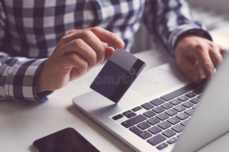 Man with credit card stock image. Image of ecommerce - 76248835