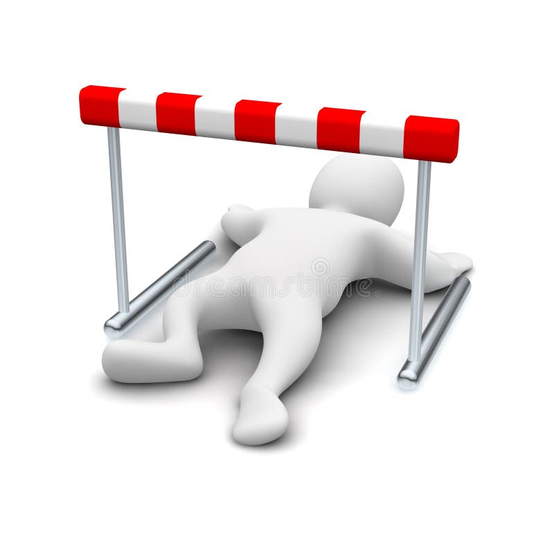 Man creeping under hurdle stock illustration. Illustration of render ...