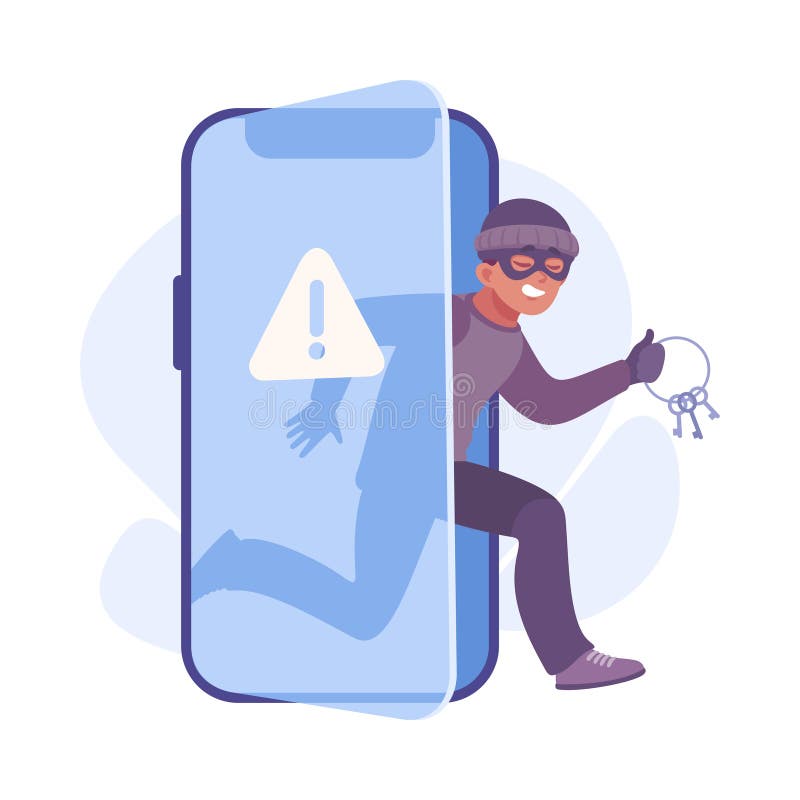 Man Criminal Access in Smartphone Commit Crime and Theft Vector ...