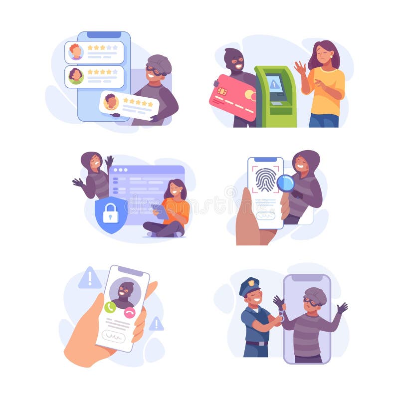 Man Criminal Commit Crime and Theft Vector Set Stock Vector ...