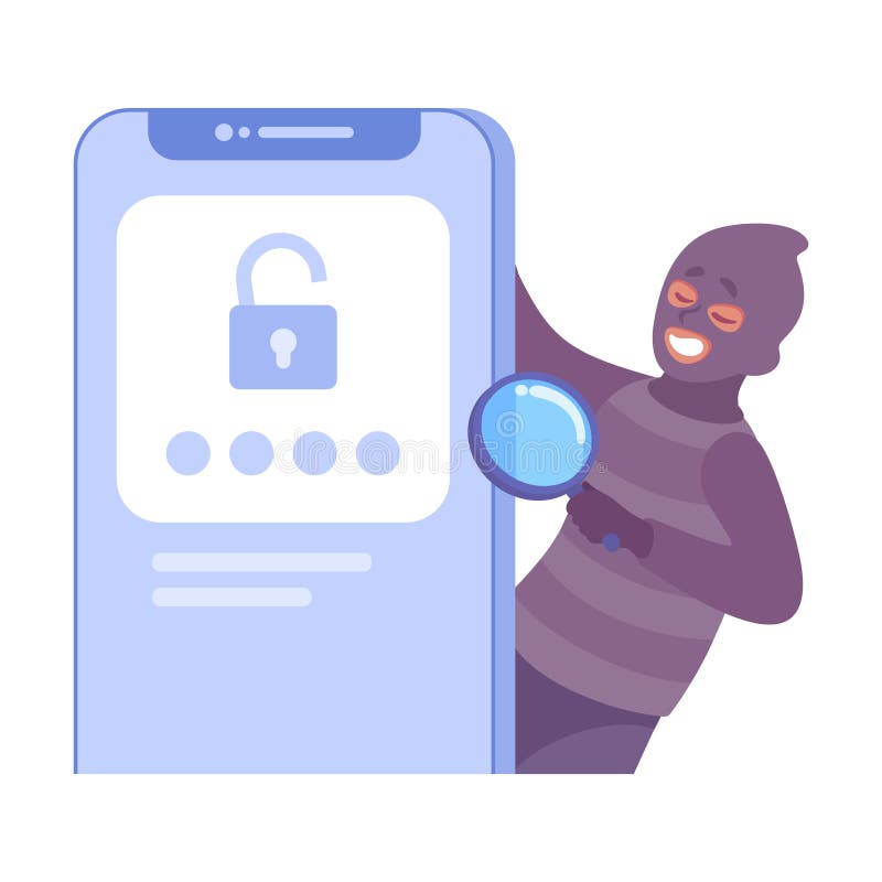 Man Criminal Commit Cyber Crime and Theft Vector Illustration Stock ...