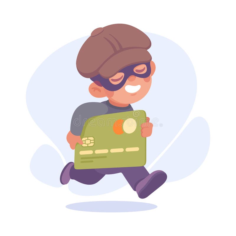 Man Criminal Escape with Plastic Card Commit Crime and Theft Vector ...