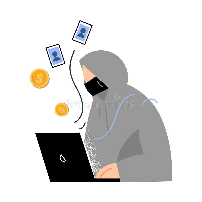 Man Criminal Robbing Money and Stealing Information in Laptop Stock ...