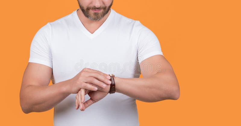 Man Crop View Checking Time. Punctuality. Punctual Man Check Time Stock ...