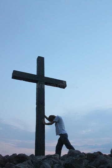 Man at the cross 1 stock photo. Image of fealty, contrition - 15951368