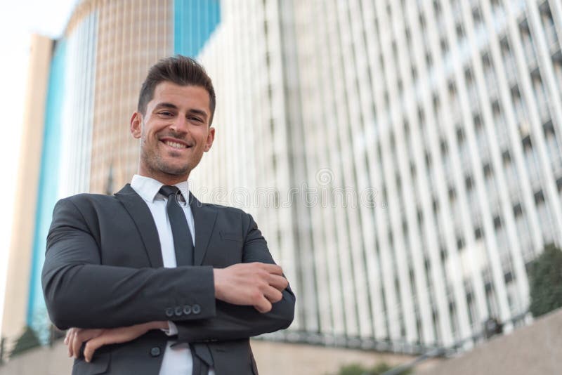 Man Crossed Arms Smiling Businessman Stock Image - Image of confidence ...