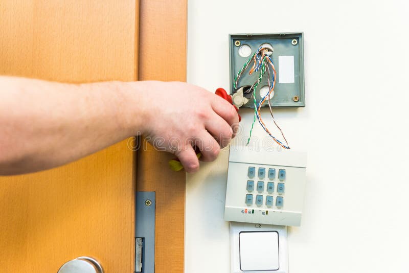 Man Crosses the Wires in the Numeric Panel Stock Image - Image of entry ...