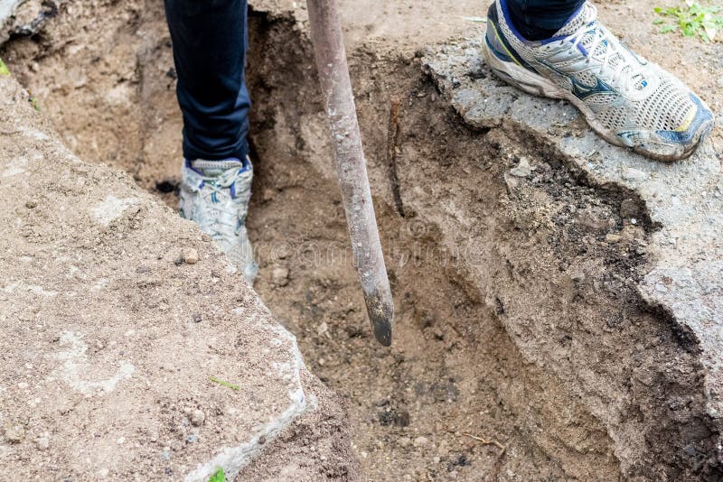 Digging a Ditch with Shovel Stock Image - Image of trench, garden ...