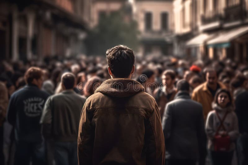 Man in the Crowd. Neural Network AI Generated Stock Illustration ...