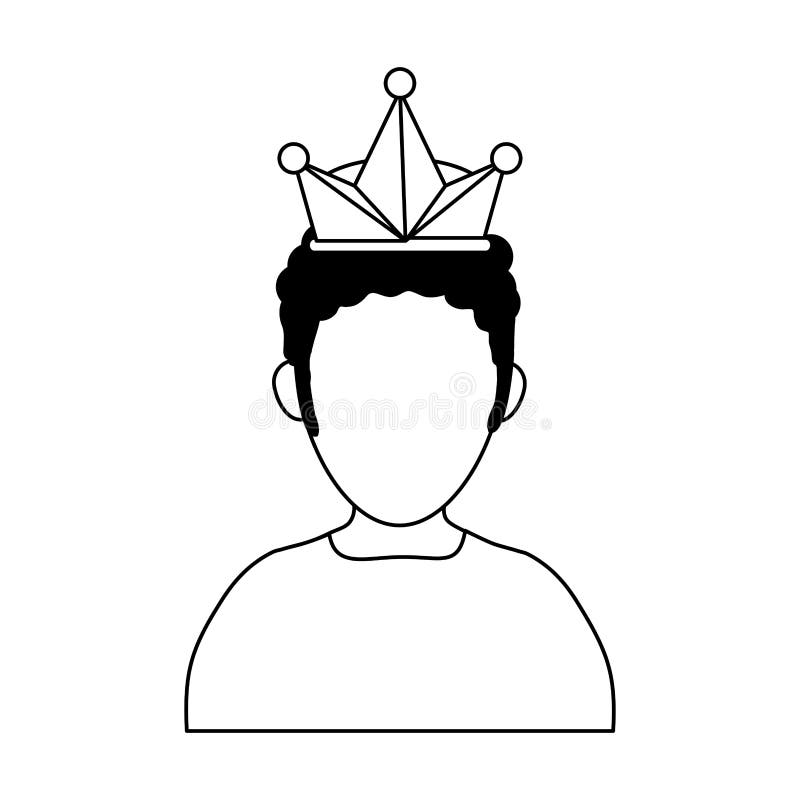 Man with Crown Avatar in Black and White Stock Vector - Illustration of ...