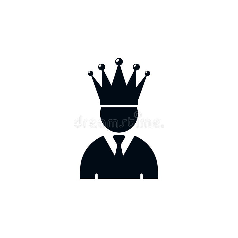 Man with Crown Icon, King User Icon. Vector Isolated Flat Design ...
