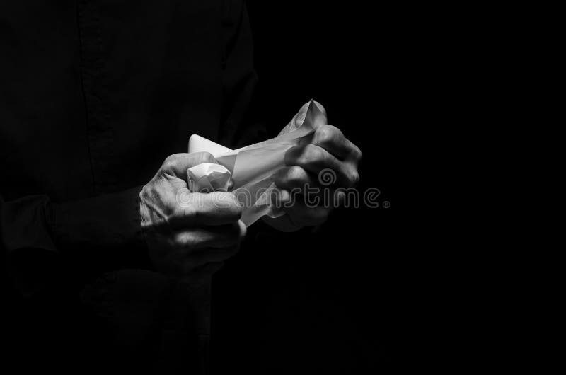 Man Crumples a Piece of Paper Stock Image - Image of pieces, paper ...