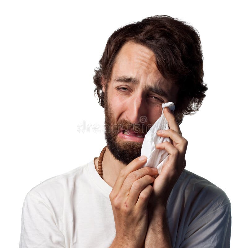 Man crying stock image. Image of tissue, character, head - 13943599