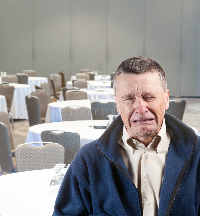 Man Crying in Empty Conference Room Stock Image - Image of retired ...