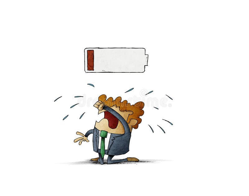 Man Has Run Out of Energy. Isolated Stock Illustration - Illustration ...